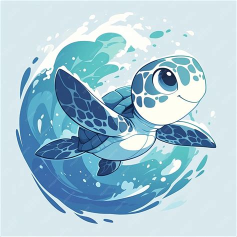 Premium Vector A Turtle On A Floating Object Cartoon Style