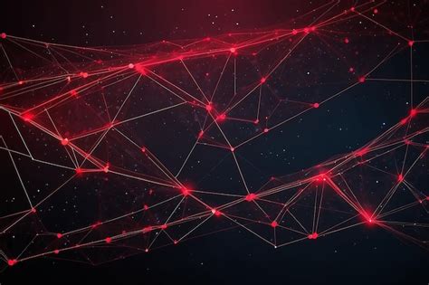 Premium Photo Abstract Red Polygonal Space Dark Background With Connecting Dots And Lines