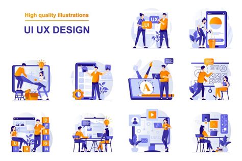 Ui Ux Design Web Concept With People Scenes Mega Vector Image