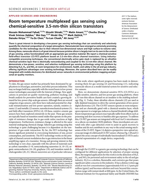 Pdf Room Temperature Multiplexed Gas Sensing Using Chemical Sensitive