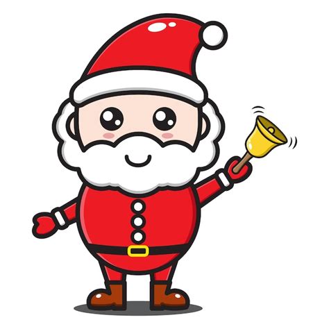 Premium Vector Cute Santa Claus Cartoon Illustration Holding A Bell