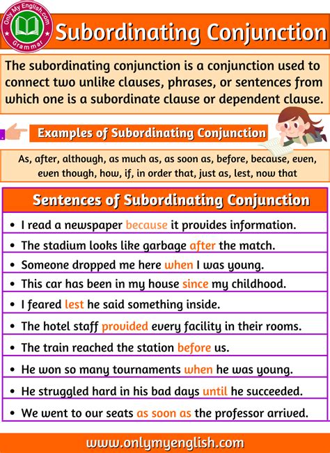 Subordinating Conjunctions Example Sentences