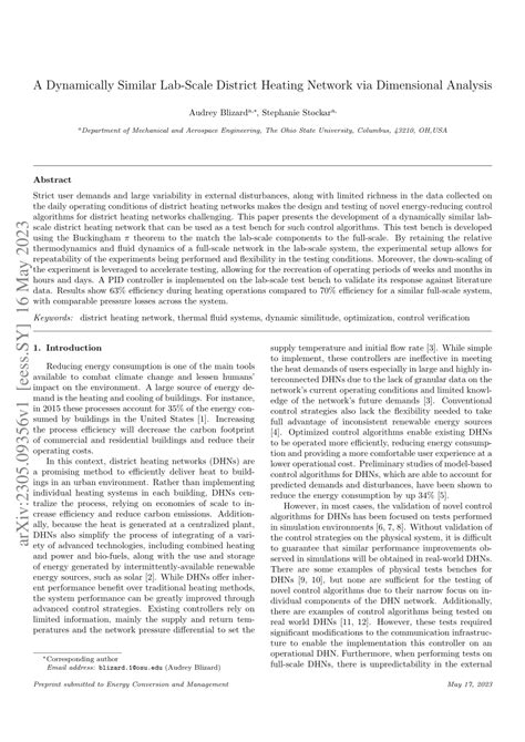 pdf a dynamically similar lab scale district heating network via