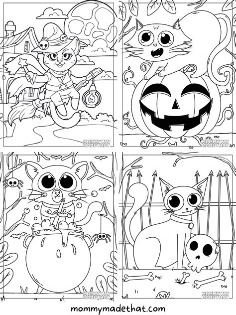 Happy Halloween Cat Coloring Pages