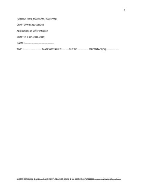 Applications Of Differentiation Qp 2 Pdf Mathematics Science