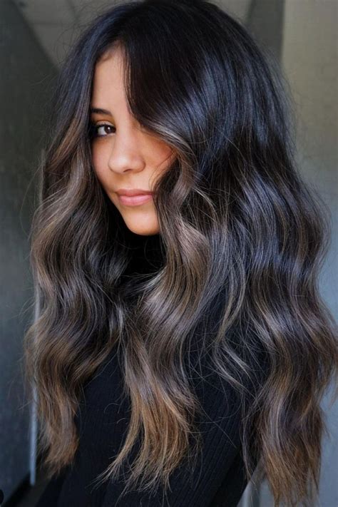 Brunette Hair With Highlights Balayage Brunette Brunette Hair Color Balayage On Black Hair