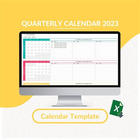 Quarterly Calendar 2024 Excel Template Q4 2024 Planner Excel Spreadsheet Three Month Overview