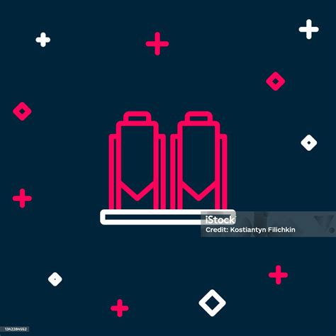 파란색 배경에 고립 된 양조장 아이콘의 전통적인 양조 용기라인 맥주 양조 과정 증류소 공장 양조장 다채로운 개요 개념 벡터 Ale에 대한 스톡 벡터 아트 및 기타 이미지