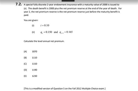 Calculate Net Premium Reserve R Actuary