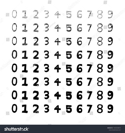 Numbers Text Number Set Handwritten Scribbled Stock Vector Royalty