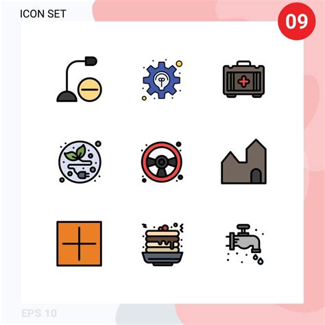 Set Of 9 Vector Filledline Flat Colors On Grid For Game Racing Car