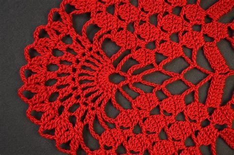 Precioso tapete de ganchillo hecho a mano de algodón rojo redondo nuevo y grande Etsy España