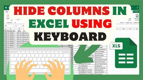 How To Hide Columns In Excel Using Keyboard - YouTube