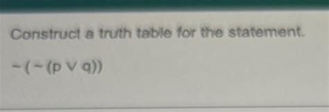 Solved Construct A Truth Table For The Statement Pq Chegg