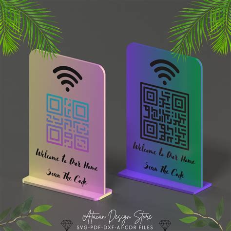 Customizable Qr Code Sign Display Stand Include Logos Perfect For Wifi