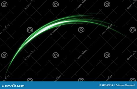 Abstract Green Light Speed Motion Movement Curve On Black Background Vector Stock Illustration