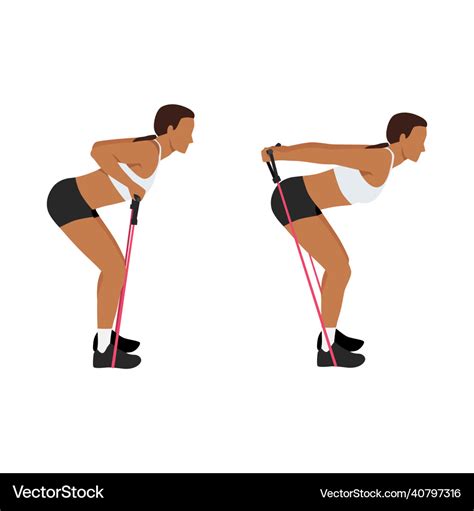 Woman Doing Tricep Kickbacks Resistance Band Vector Image