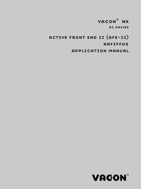 Vacon Nxp Afe Ii Arfiff05v065 Manual Dpd01979a V001 Pdf Parameter