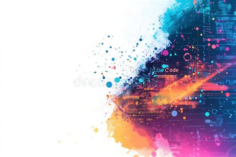 innovative low code design blending coding symbols with vibrant colors