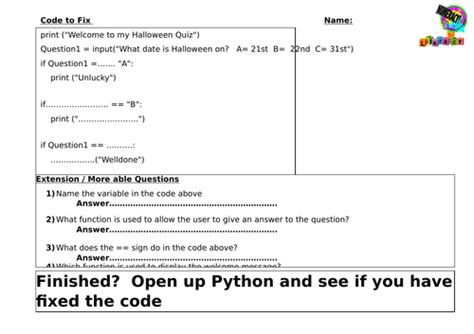 python introduction quiz lesson teaching resources