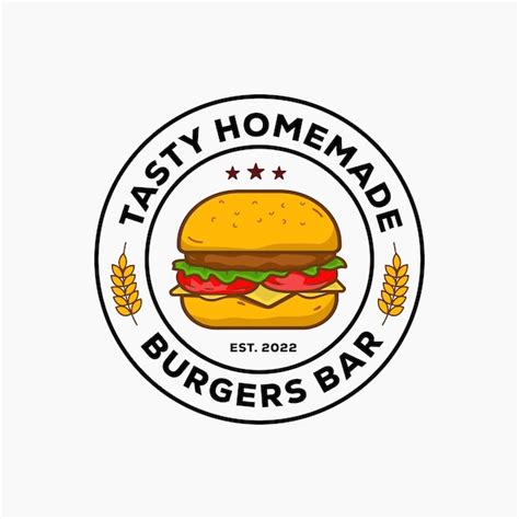 Modelo De Logotipo De Hambúrguer Caseiro Vetor Premium