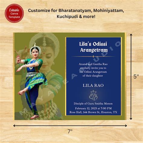 Arangetram Invitation Template Arangetram Invite Bharatanatyam Invite Bharatanatyam Invitation