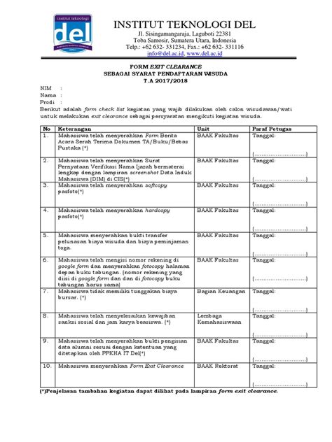 Exit Clearance Template Pdf