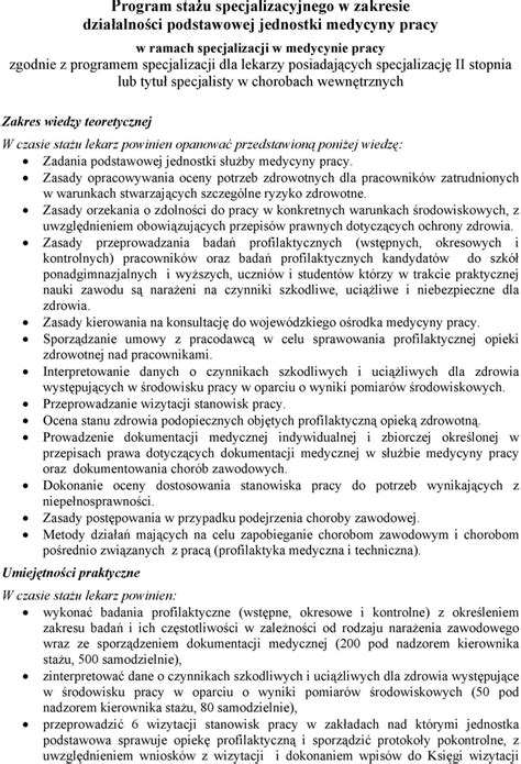 Skierowania na staże i programy staży specjalizacyjnych i kierunkowych