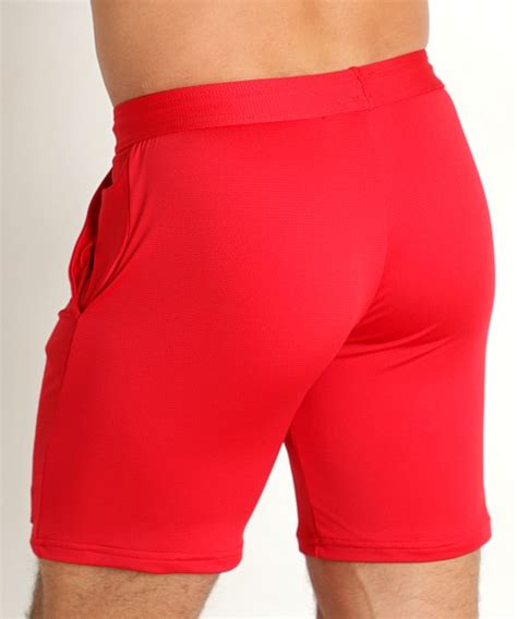 Lasc Pique Mesh Performance 7 Workout Shorts Red Sh961stm 620 Free
