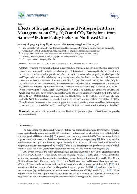 Pdf Effects Of Irrigation Regime And Nitrogen Fertilizer Management
