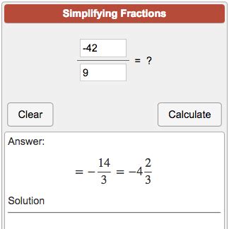 Simplifying Fractions Calculator