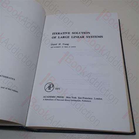 Iterative Solution Of Large Linear Systems Bookaddiction