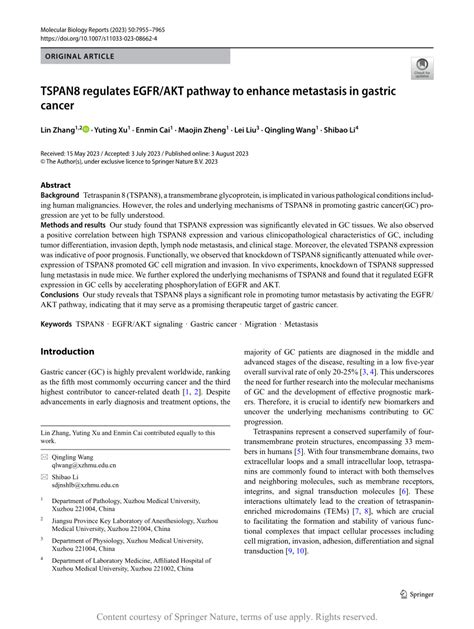 Tspan8 Regulates Egfrakt Pathway To Enhance Metastasis In Gastric