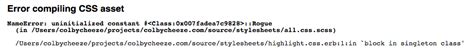 Ruby Error Compiling Css Asset With Rogue And Middleman Stack Overflow