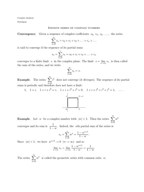 Infinite Series Of Complex Numbers Pdf Pdf Series Mathematics