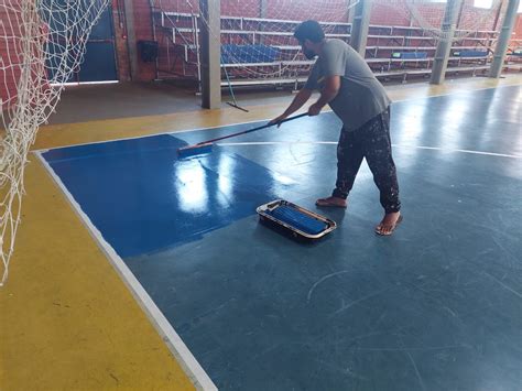 Pintura Em Quadra De Esportes Prefeitura De Jacuizinho Rs