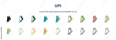 Upi Icon In 18 Different Styles Such As Thin Line Thick Line Two Color Glyph Colorful