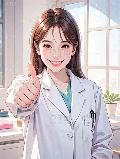 卡通ai数字艺术 医护元素简约卡通风成年实验员微笑竖大拇指白绿蓝粉插画 元素免费下载png格式3072像素编号71250771 千图网