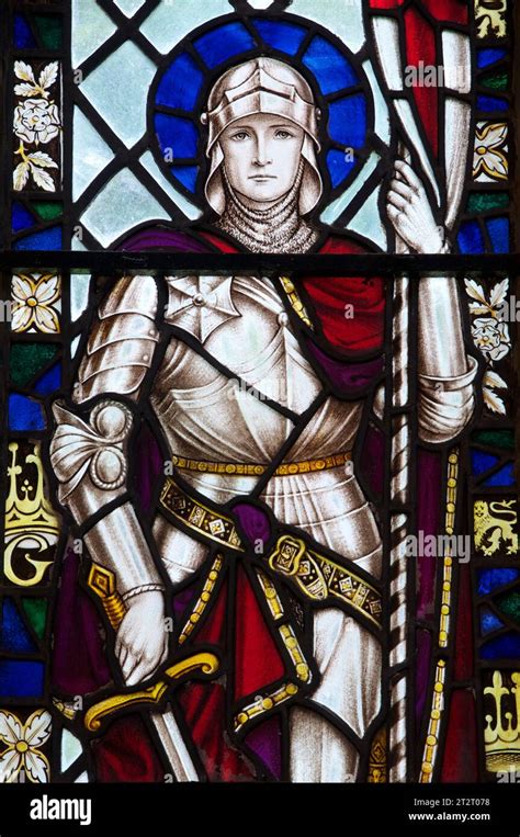 Victorian Stained Glass Window Portraying Saint George In The The