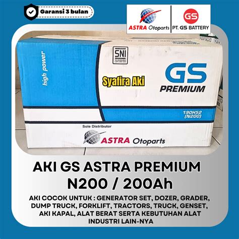 Jual Aki Genset Kapal Bus Alat Berat N200 Gs Astra 12v 200ah Accu Basah Shopee Indonesia