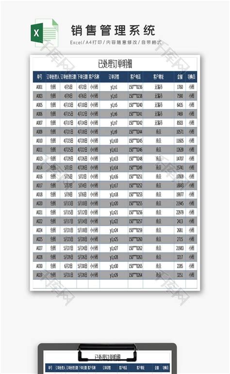 销售管理系统excel表格模板 免费excel表格模板下载 千库网