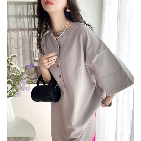 日本 Classical Elf 2way顯瘦剪裁長版五分袖上衣 灰棕｜媽咪愛