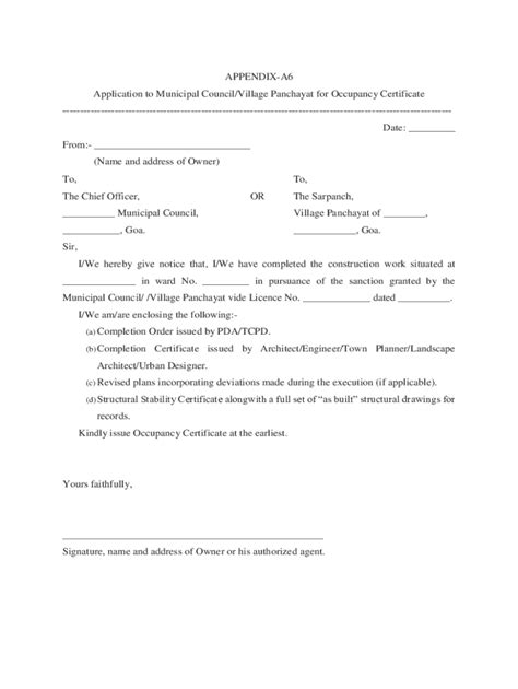 Fillable Online Occupancy Certificate And Completion Certificate