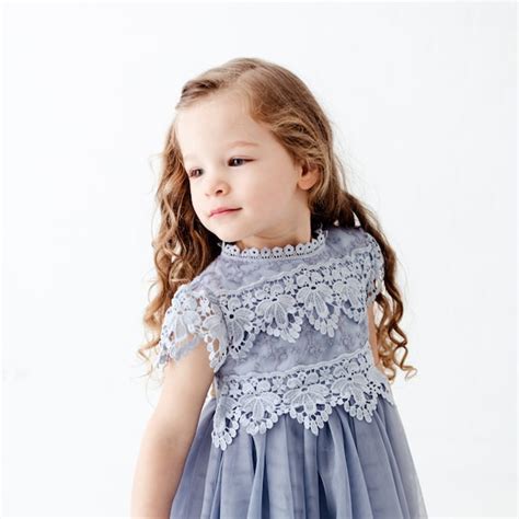 Blue Flower Girl Boho Dress Etsy