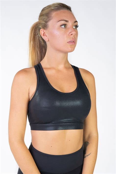 Radiance Gloss Black Racerback Sports Bra Fitphyt