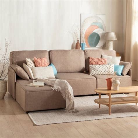 Sofá modular de plazas con chaise longue reverisible marrón chocolate Moure Klast Home