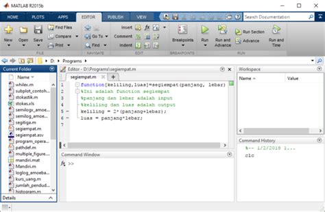 Cara Membuat Function Pada Matlab Dan Contoh Programnya