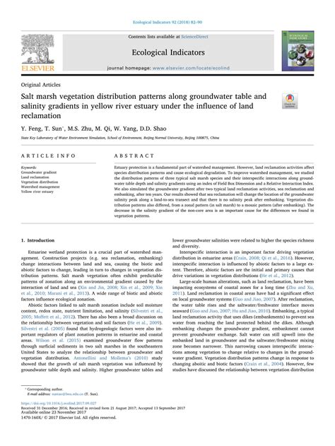 Pdf Salt Marsh Vegetation Distribution Patterns Along Groundwater Table And Salinity Gradients