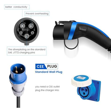 Carregador portátil personalizado EV Tipo 1 para fabricantes de fase única de plug 32A