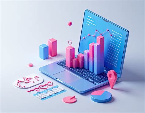 3d Laptop With Growing Bar Chart And Data Visualization Business